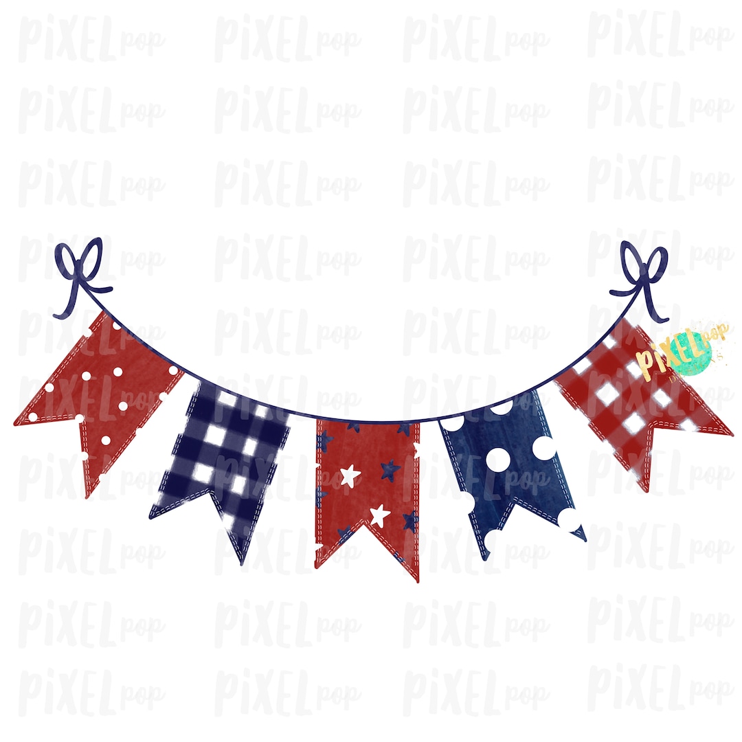 Patriotic Pennant Red White Blue Sublimation Digital Design PNG | Hand ...