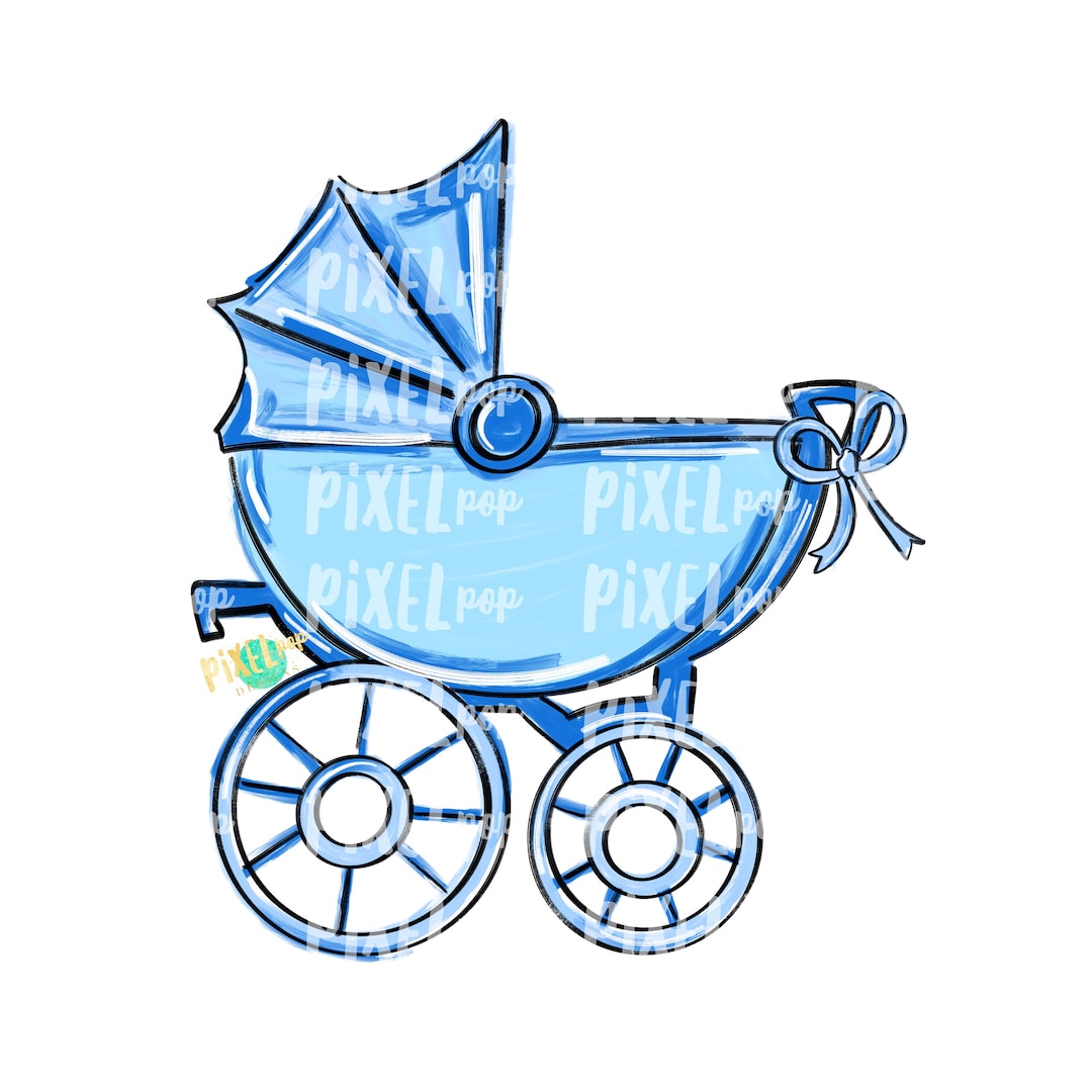 Blue Baby Buggy PNG | Baby Clip Art | New Baby PNG | Baby's First ...