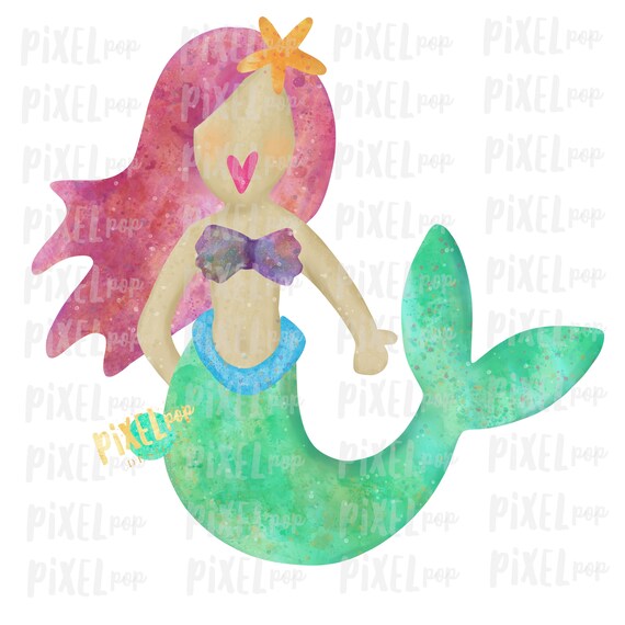 Mermaid Watercolor Sublimation PNG Sublimation Design Heat | Etsy