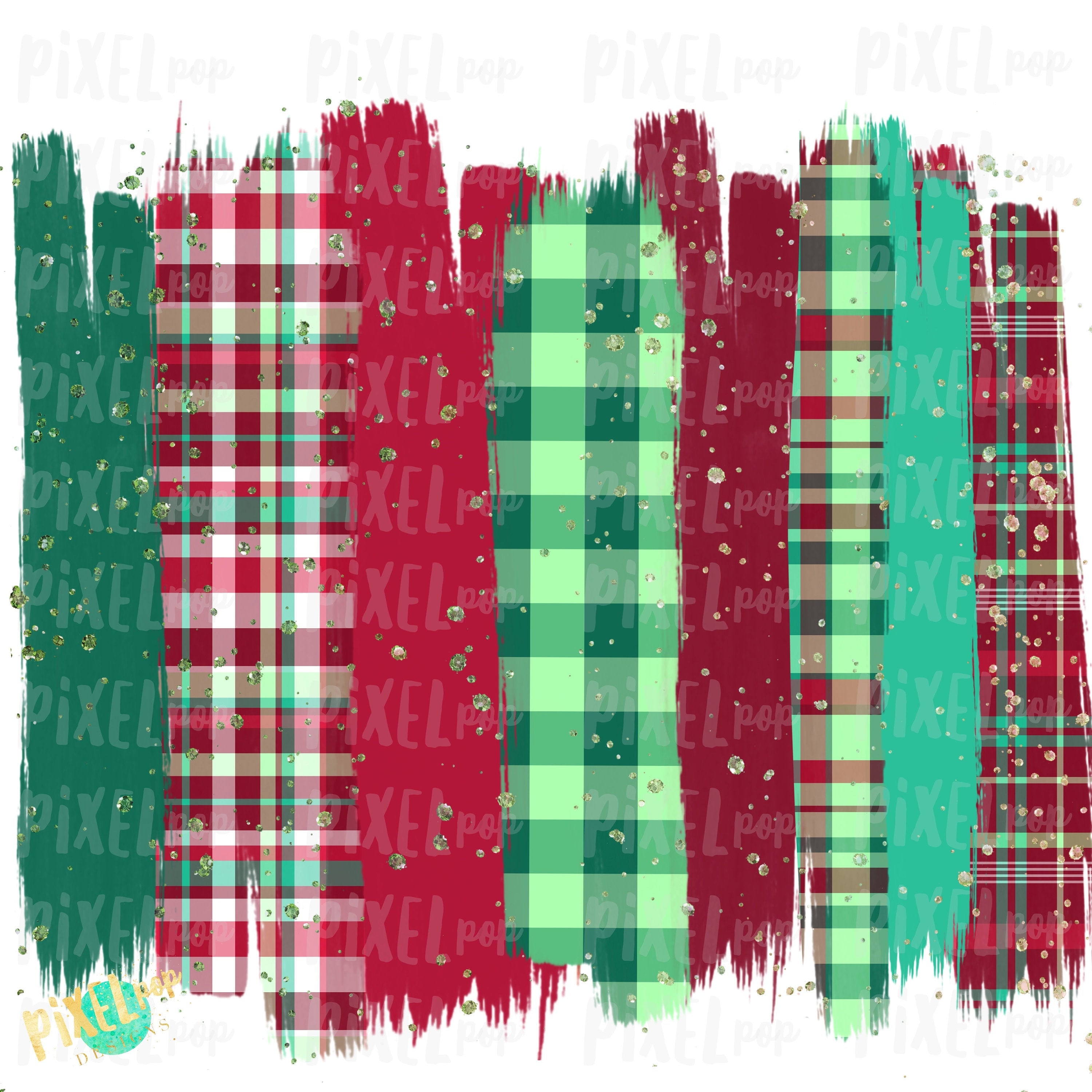 Christmas Plaid Red Green Brush Stroke Background Sublimation | Etsy