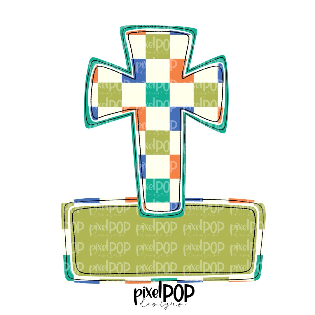 Checkered Masculine Cross With Blank Name Plaque PNG God Jesus ...