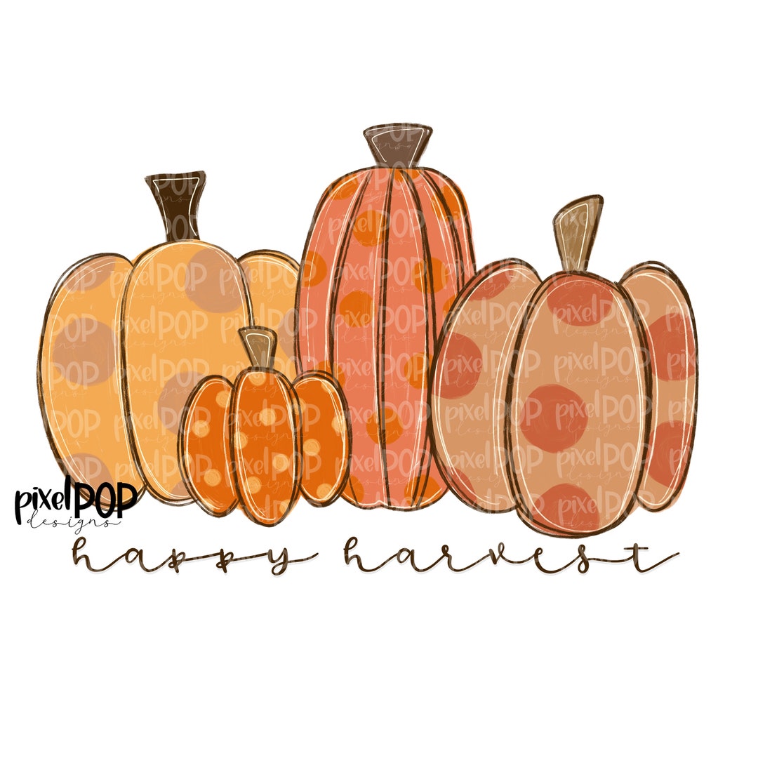 Happy Harvest Orange Pumpkins PNG | Pumpkin Art | Pumpkin PNG Design ...