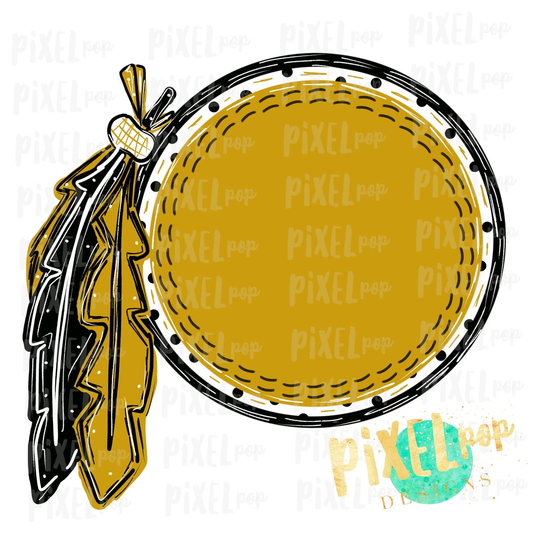 Warrior Indian Feather Circle Design Gold Black | Sublimation Design ...