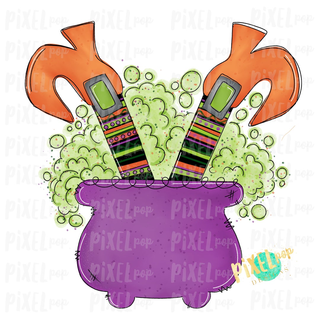 Cauldron Witch Feet Halloween Sublimation PNG | Hand Drawn Sublimation ...