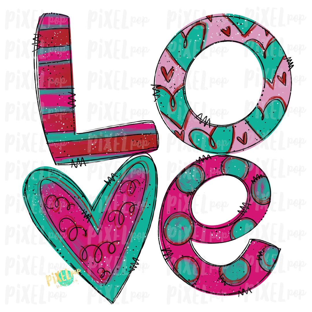 Love Funky Painted Valentines Day Sublimation PNG | Valentine Art ...