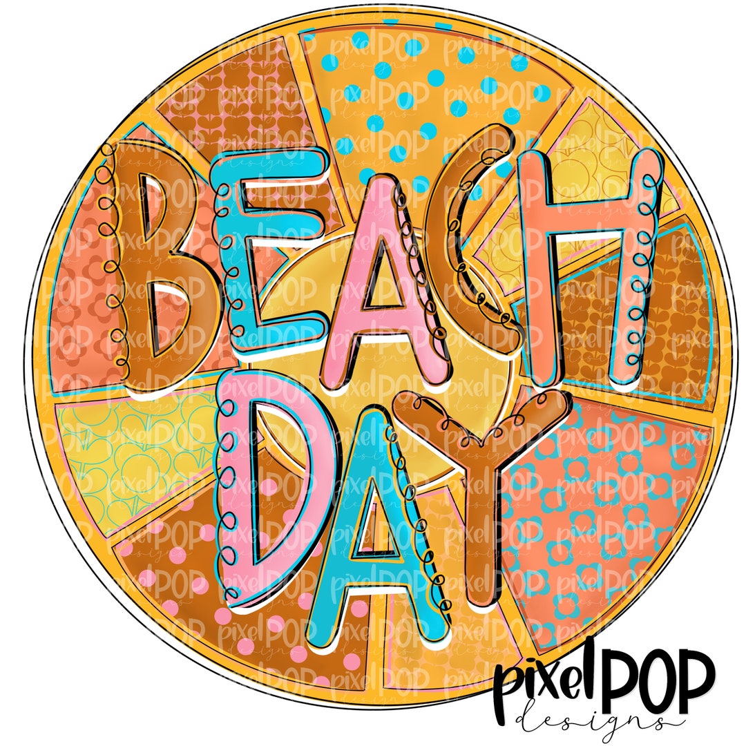 Beach Day Orange and Turquoise PNG | Beach | Summer Design ...