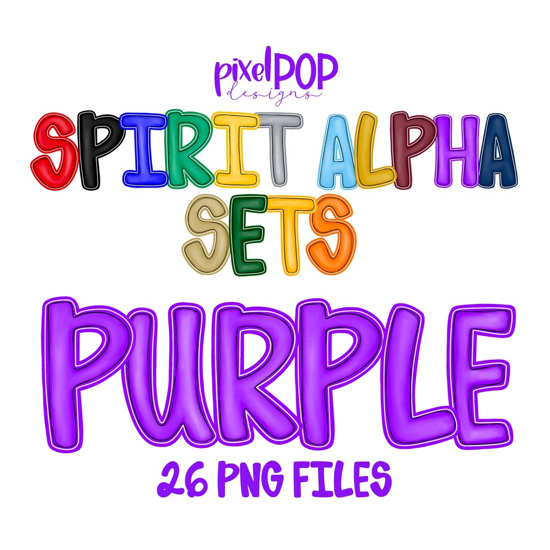 School Spirit Solids PNG Alphabet Set in PURPLE Digital Alpha Letter ...