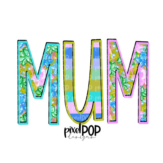 Mum Floral and Stripe Design PNG Mum Art Mum Design Hand | Etsy