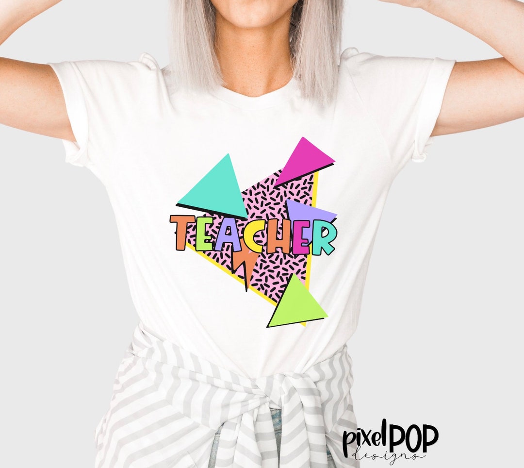 90s Style Teacher PNG | School Design | Teacher Design | Neon | Digital ...