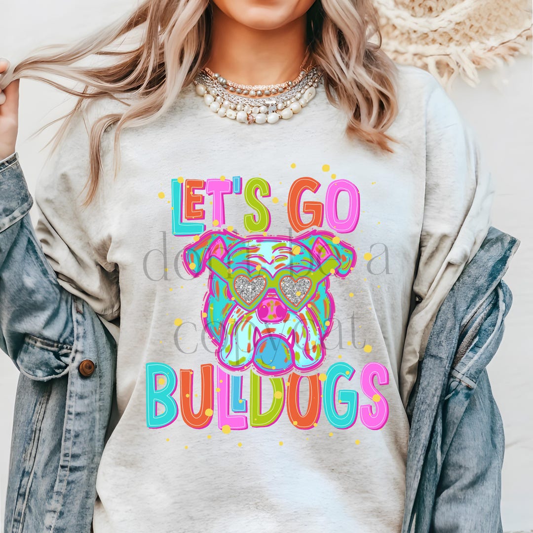 Neon Let's Go Bulldogs Mascots PNG | School Mascot Digital Design ...