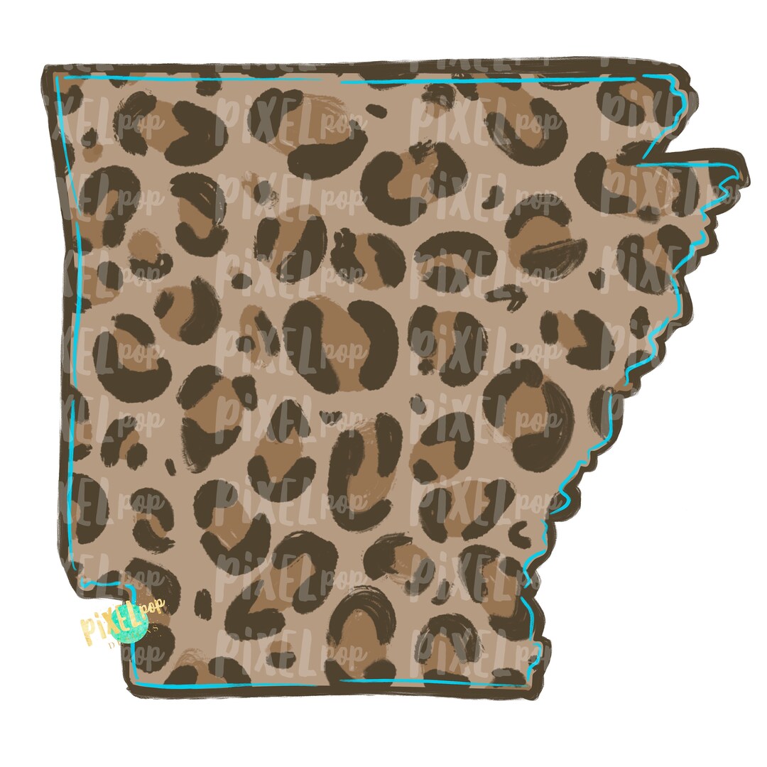 State of Arkansas Shape Turquoise and Leopard PNG | Arkansas | Home ...