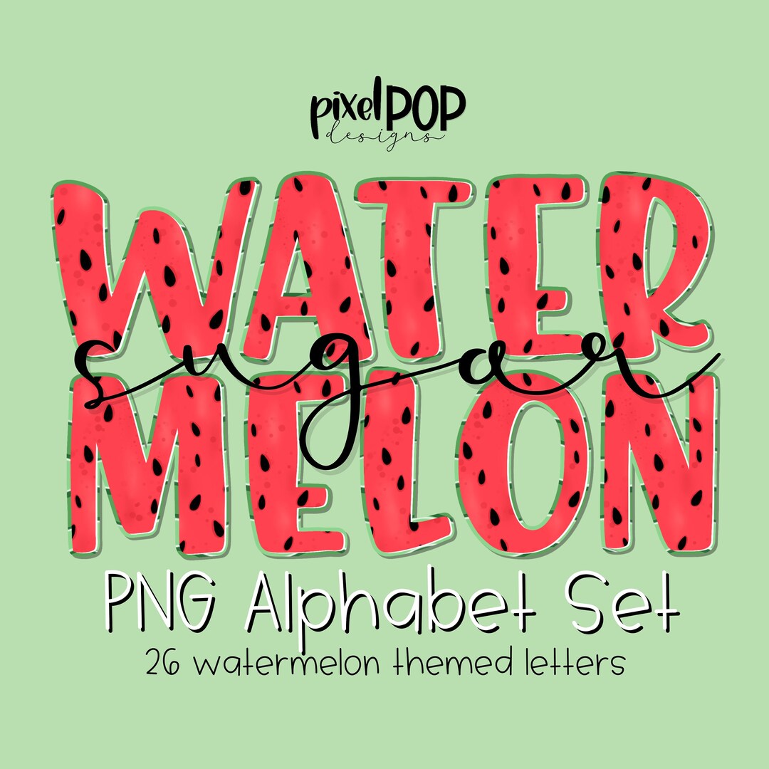 Watermelon PNG Alphabet Set | Hand Painted | Alphapack Font ...