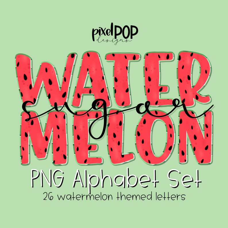 Watermelon PNG Alphabet Set | Hand Painted | Alphapack Font ...
