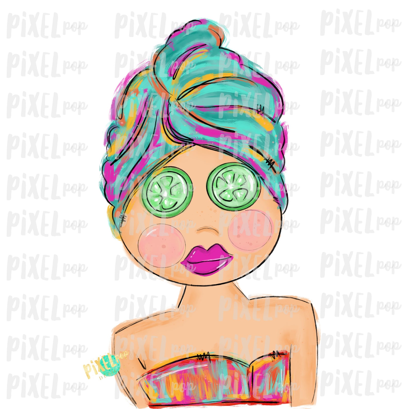 Spa Girl PNG | Caucasian | Cucumber Eyes | Spa | Pamper PNG | Pamper ...