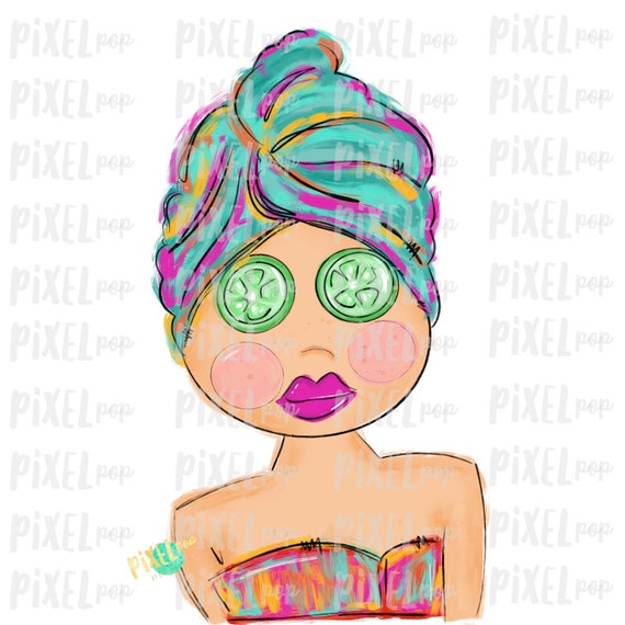 Spa Girl PNG Caucasian Cucumber Eyes Spa Pamper PNG | Etsy