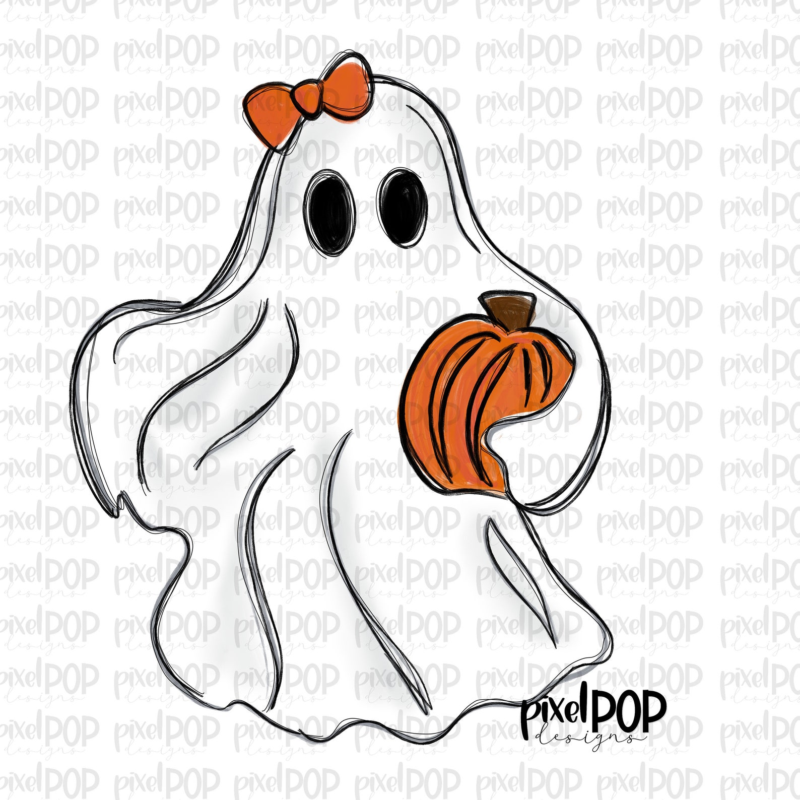 Ghost Girl Holding Pumpkin PNG | Ghost Design | Halloween Design | Hand ...