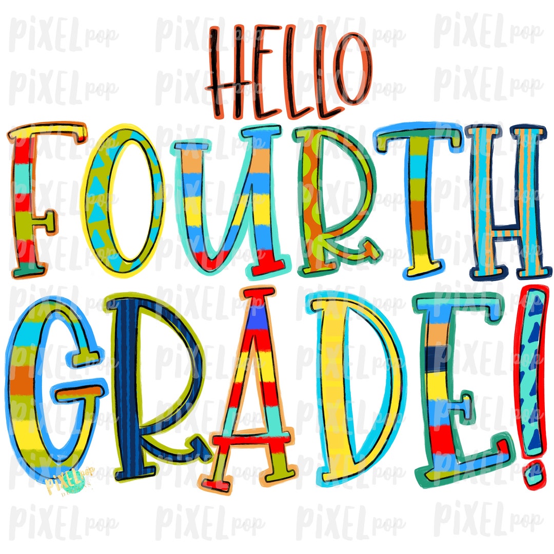 Hello Fourth Grade Stripe PNG Design | School Design | Sublimation ...
