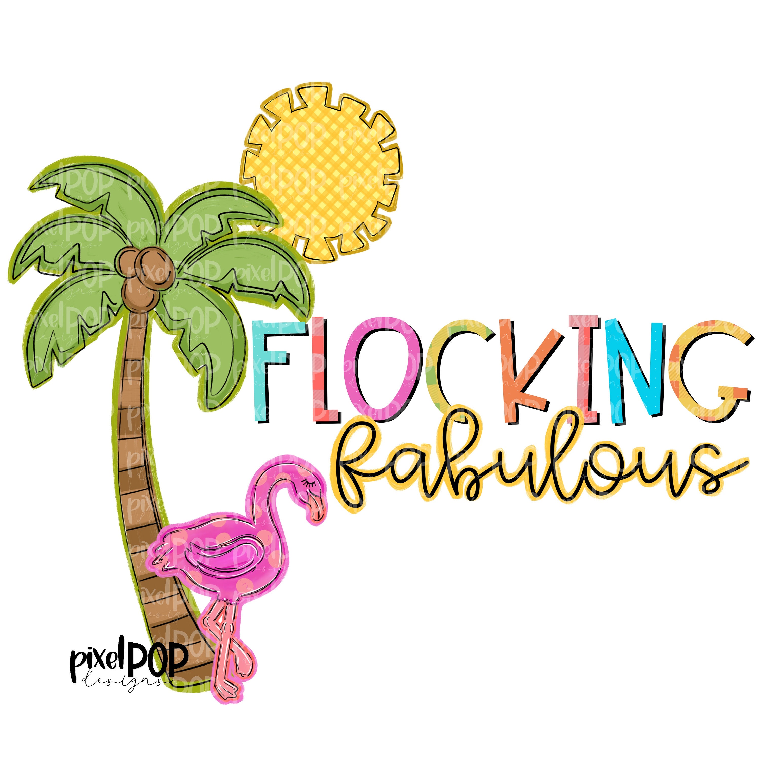 Flocking Fabulous Flamingo PNG | Beach Design | Palm Tree Digital ...