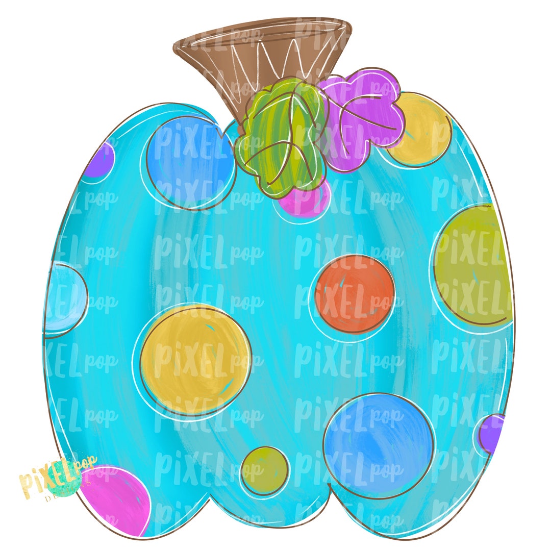 Colorful Polka Dot Pumpkin Turquoise PNG | Halloween Design | Fall ...