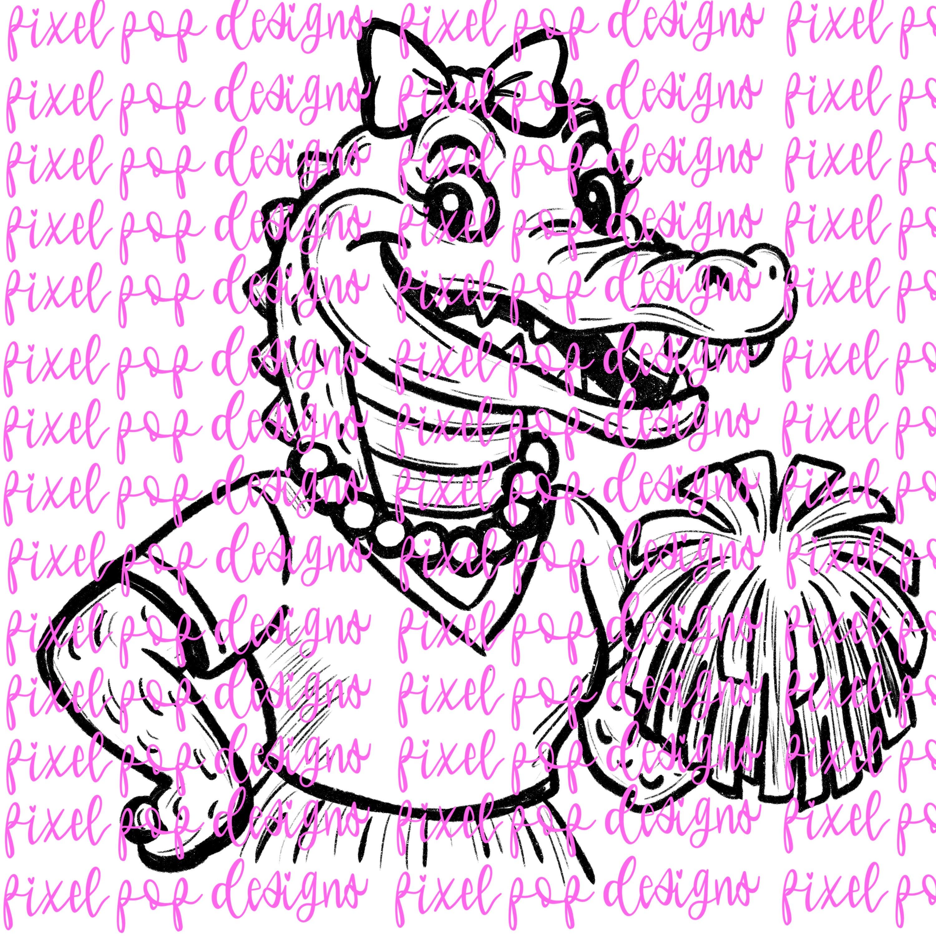Vintage Cheer Gators Hand Drawn Spirit PNG | School Mascot Digital ...