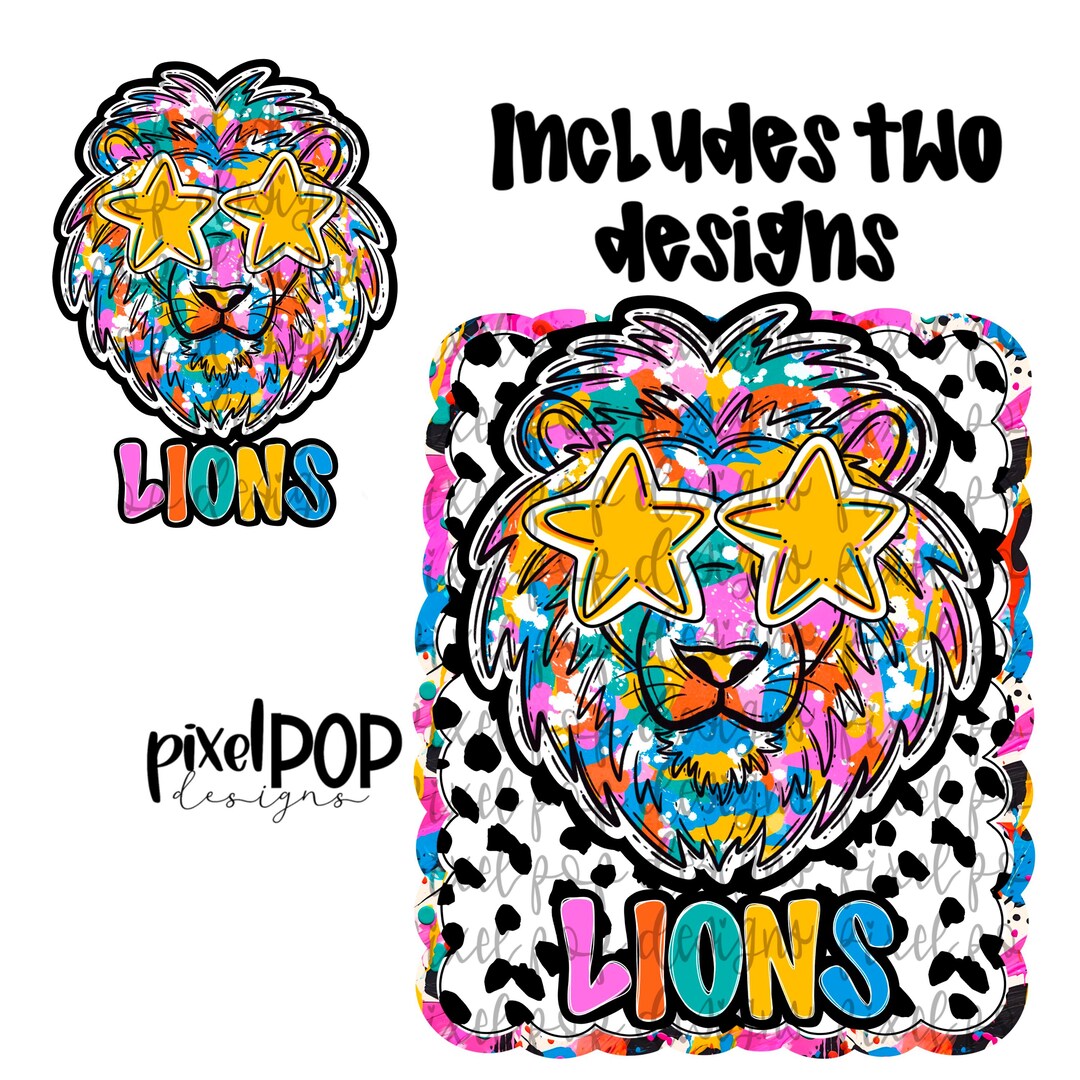 Graffiti Dotty Lions Hand Drawn Style PNG Designs | School Mascot ...