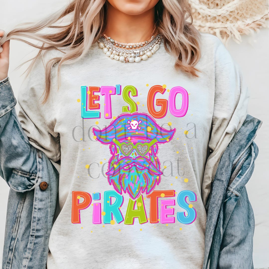 Neon Let's Go Pirates Mascot PNG | Pirates Mascot Design | Team Spirit ...