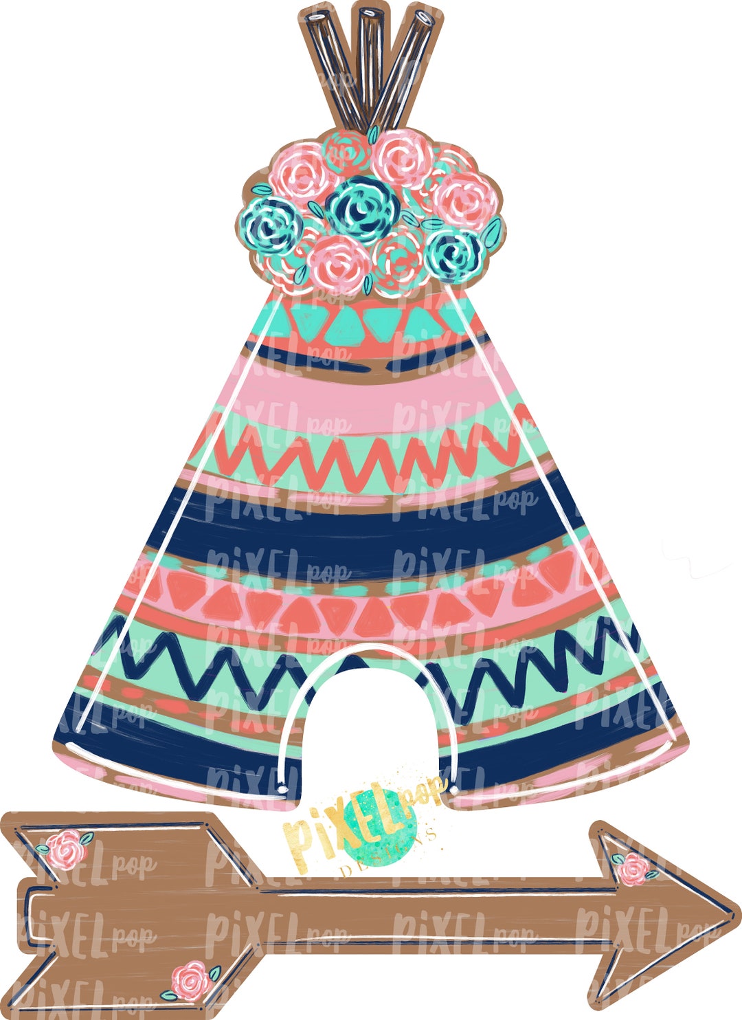 Boho Teepee and Arrow PNG | Teepee Design | Boho Design | Boho Teepee ...