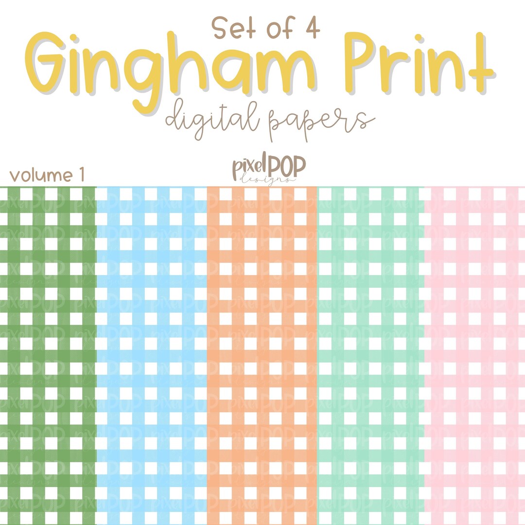 Micro Gingham Digital Paper Set of Five Volume 1 PNG | Hand Painted Art ...
