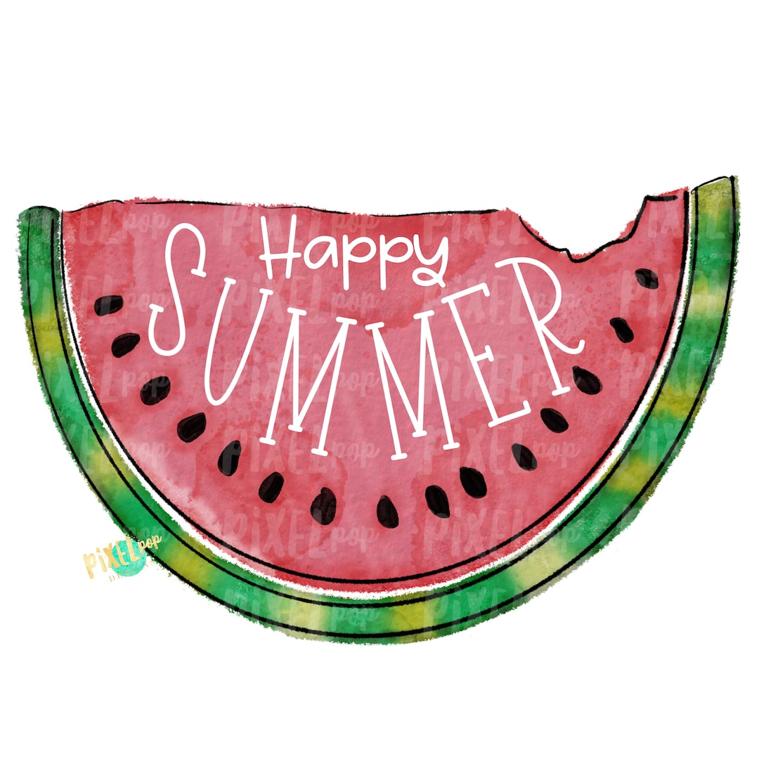 Happy Summer Watermelon Watercolor PNG Sublimation Design | Hand Drawn ...