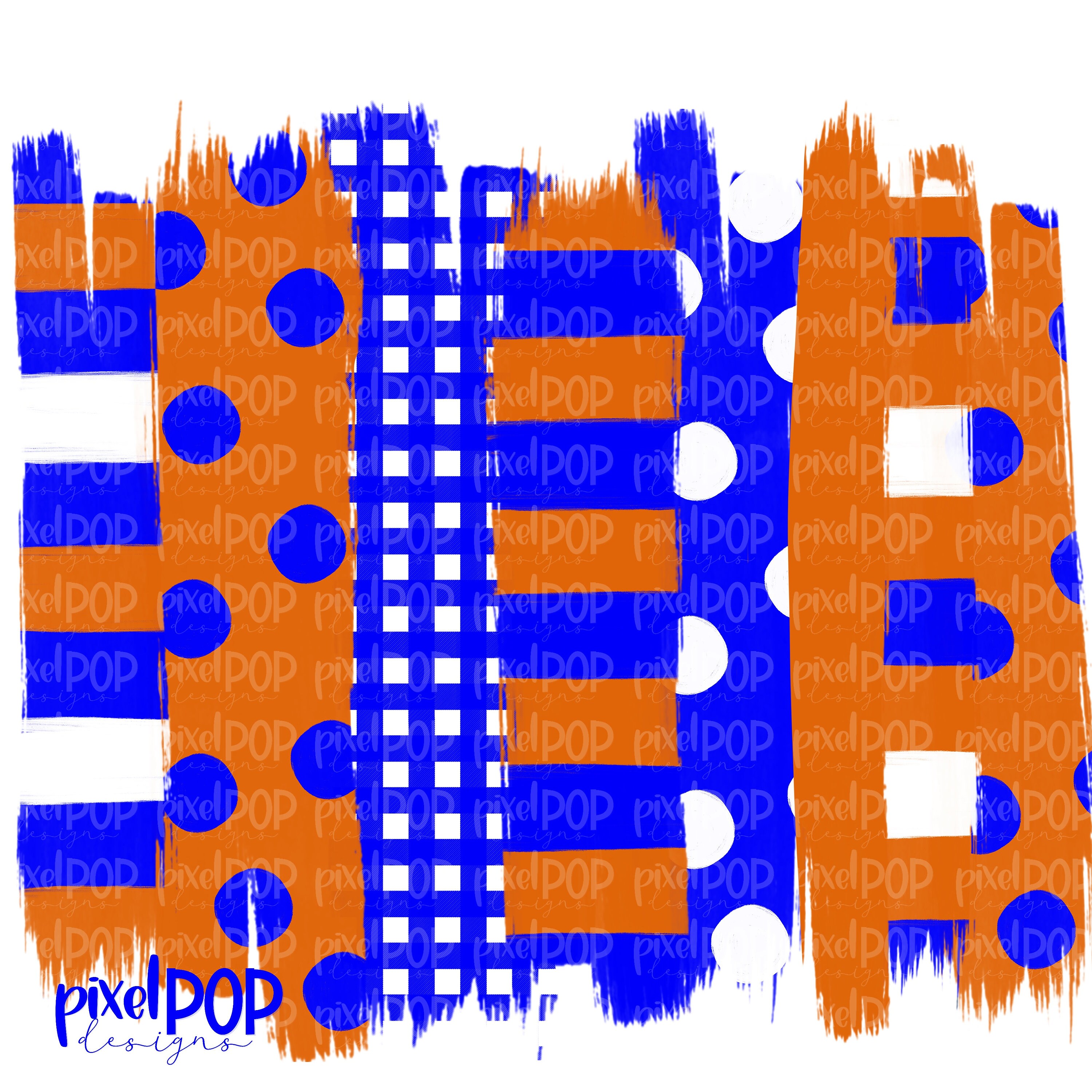 Orange and Blue Stripe Polka Dot Brush Stroke Background PNG | Etsy
