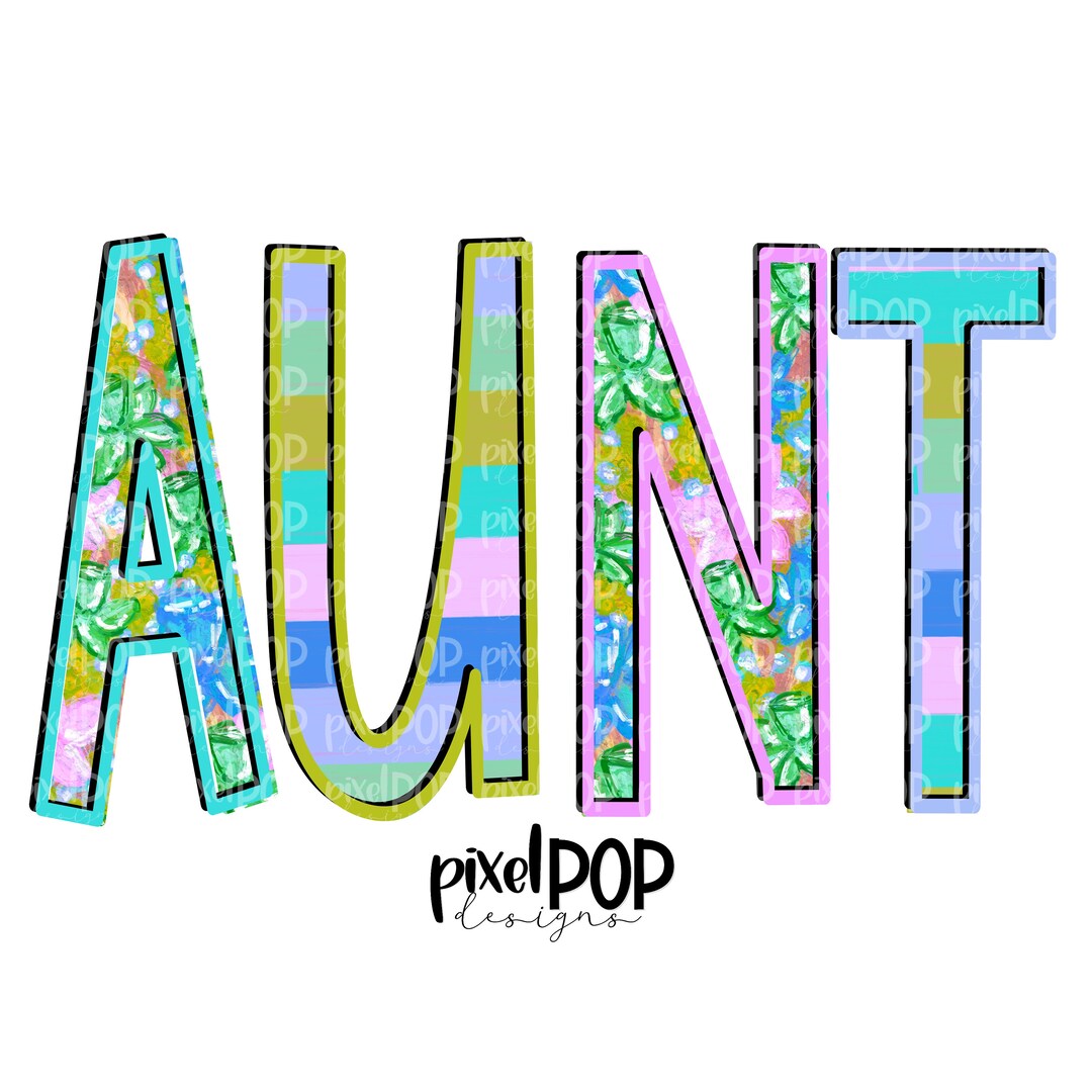 Aunt Floral and Stripe Design PNG | Aunt Art | Aunt Design | Hand Drawn ...