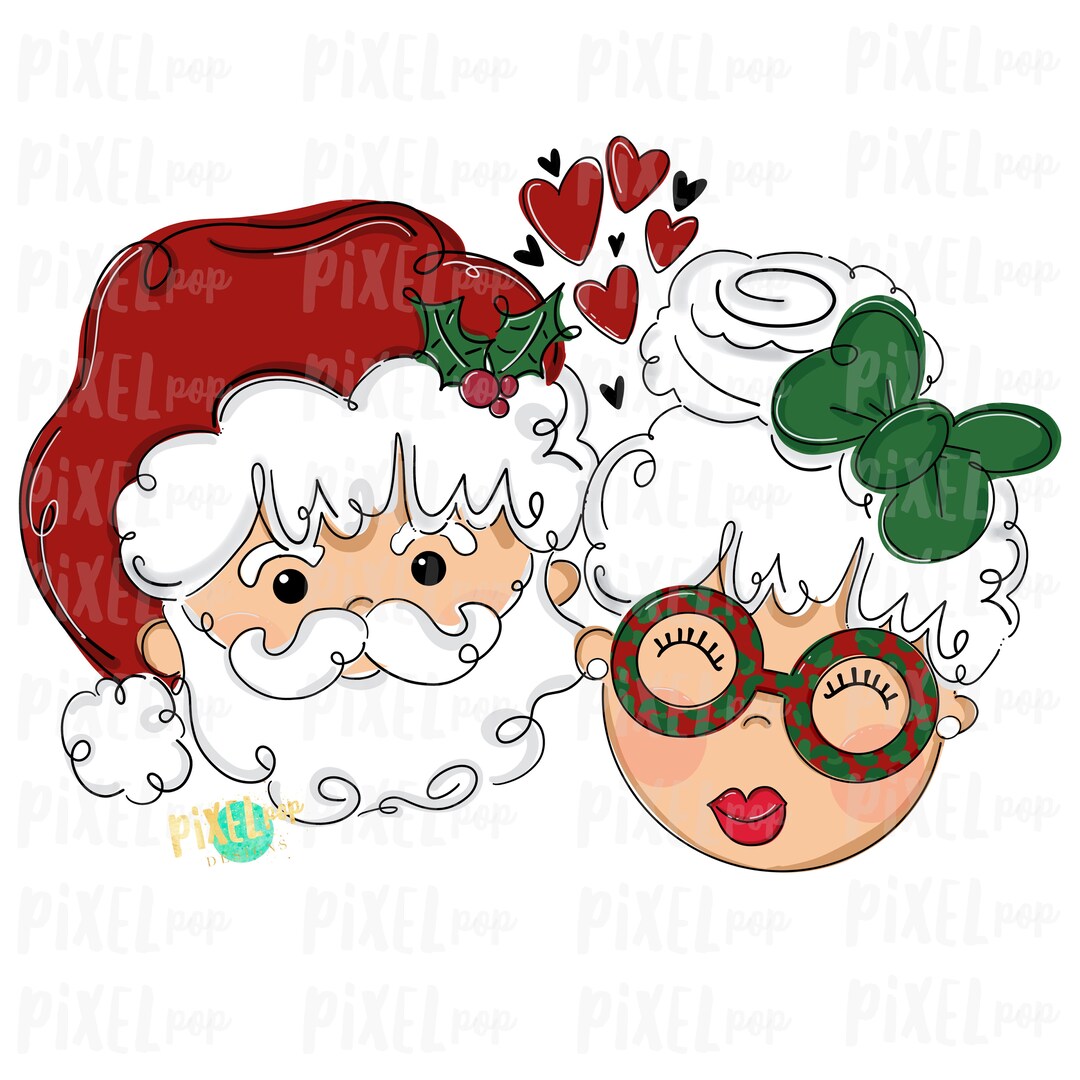 Santa and Mrs. Claus Hearts PNG | Christmas Art | Sublimation | Santa ...