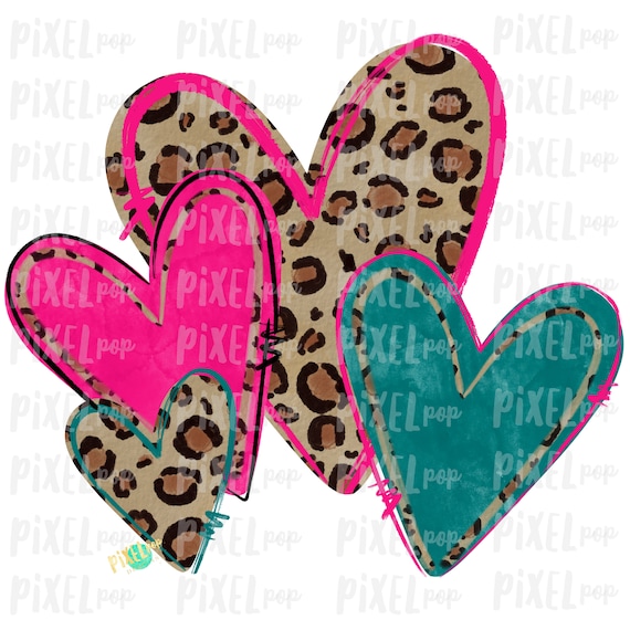 Pink Animal Print Hearts