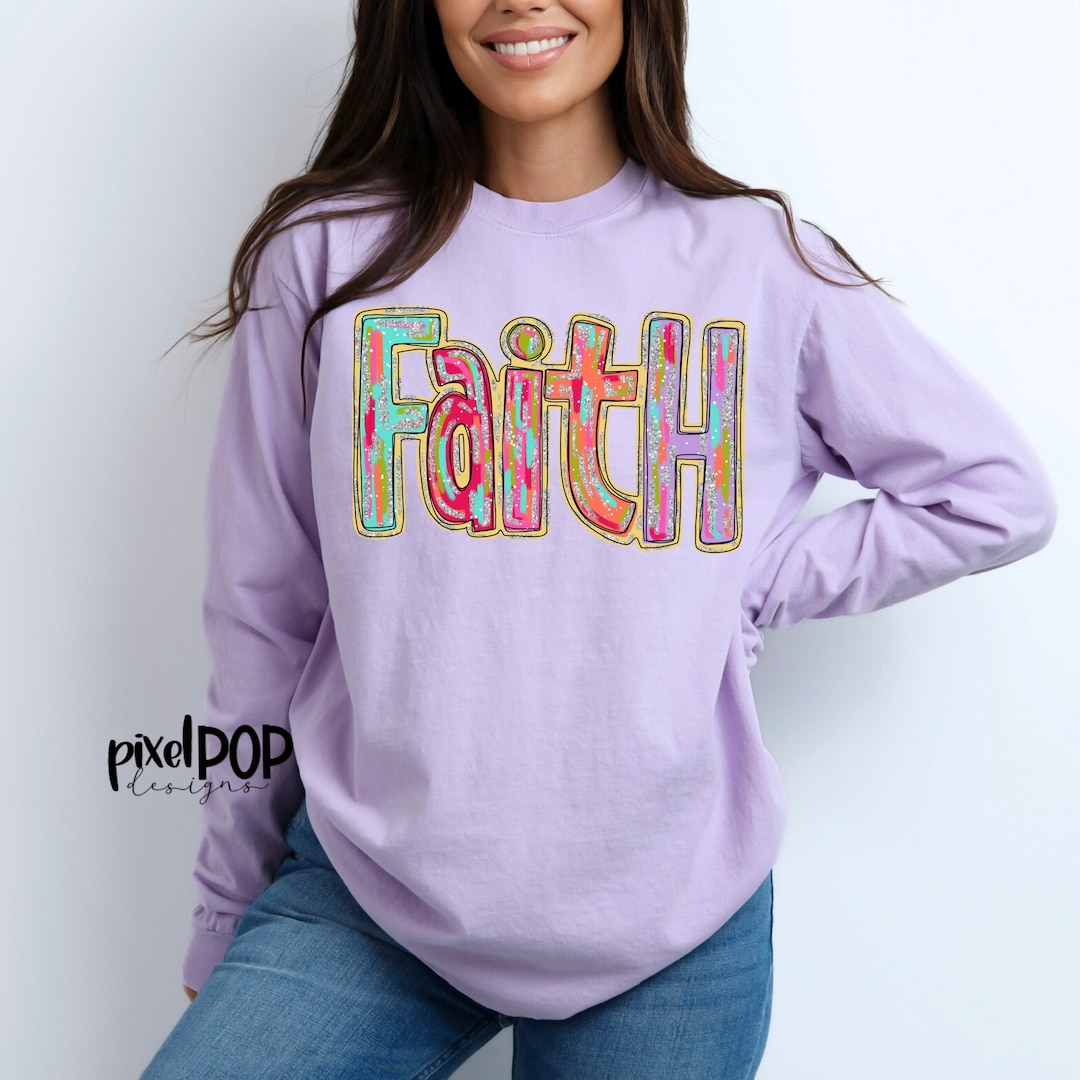 Faith Silver Glitz Faux Glitter PNG Religious Christian PNG Design With ...