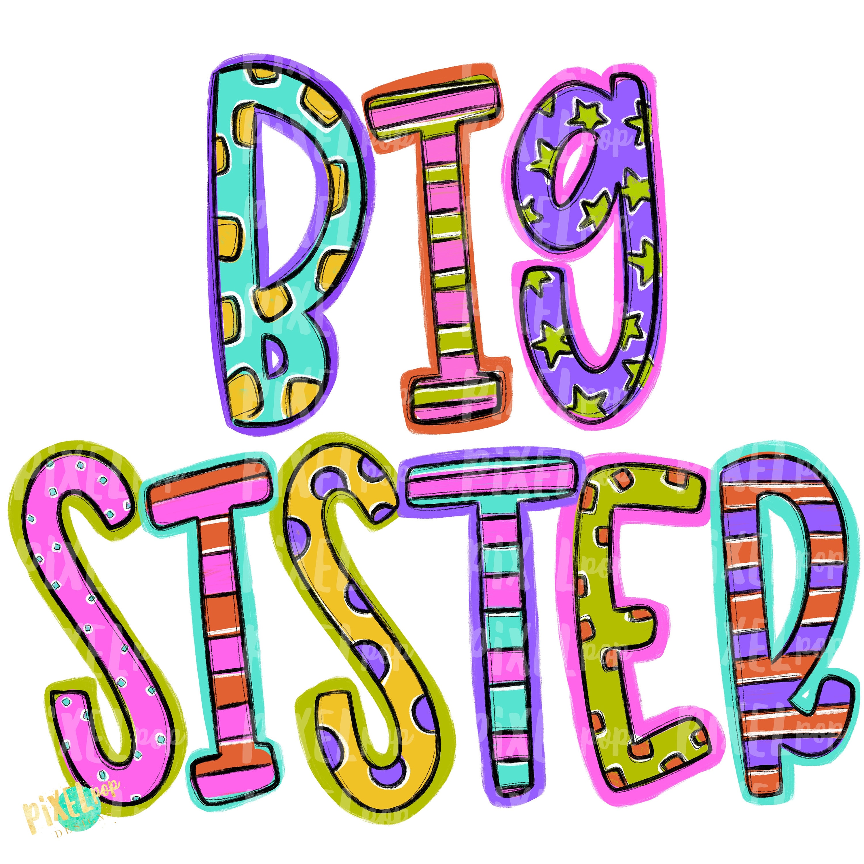 Big Sister Spring Colors PNG Big Sister Art Big Sister - Etsy