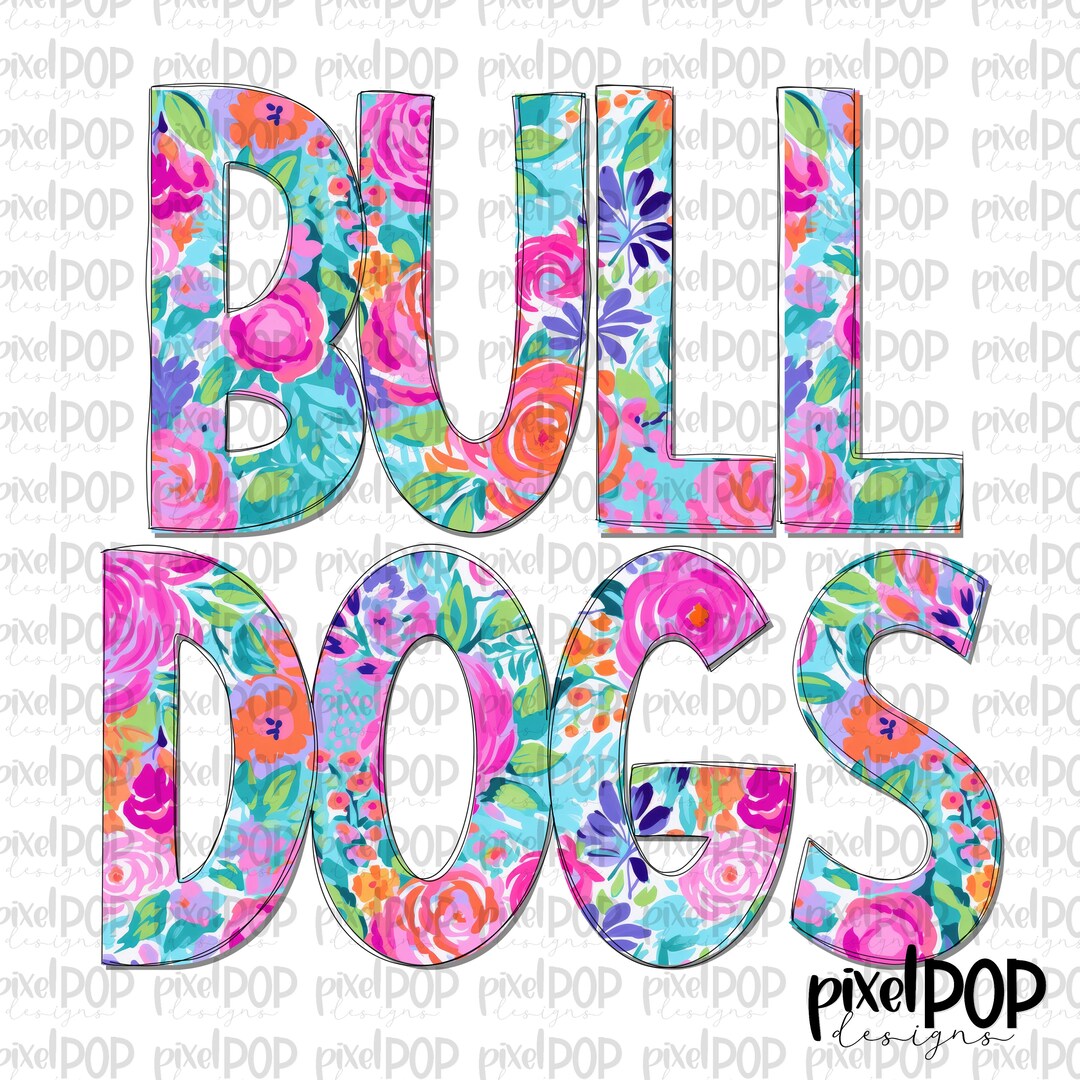 Bulldogs Floral Garden Mascot PNG | Bulldogs Art | Team Spirit Design ...