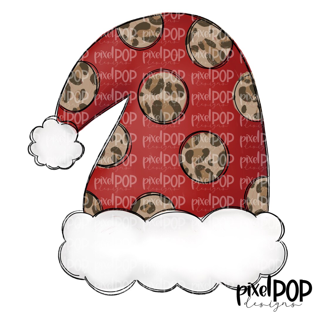 Santa Hat Red Leopard PNG | Christmas Sublimation | Santa Hat | Santa ...