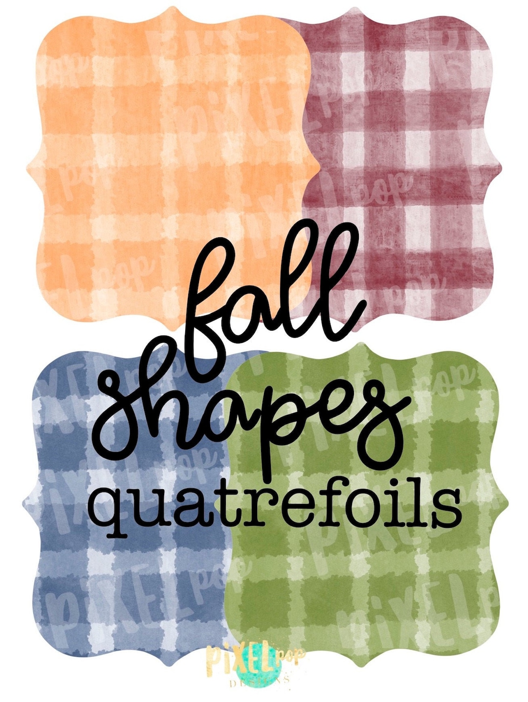 Digital Quatrefoil Shape Set Fall PNG Background | Sublimation PNG ...