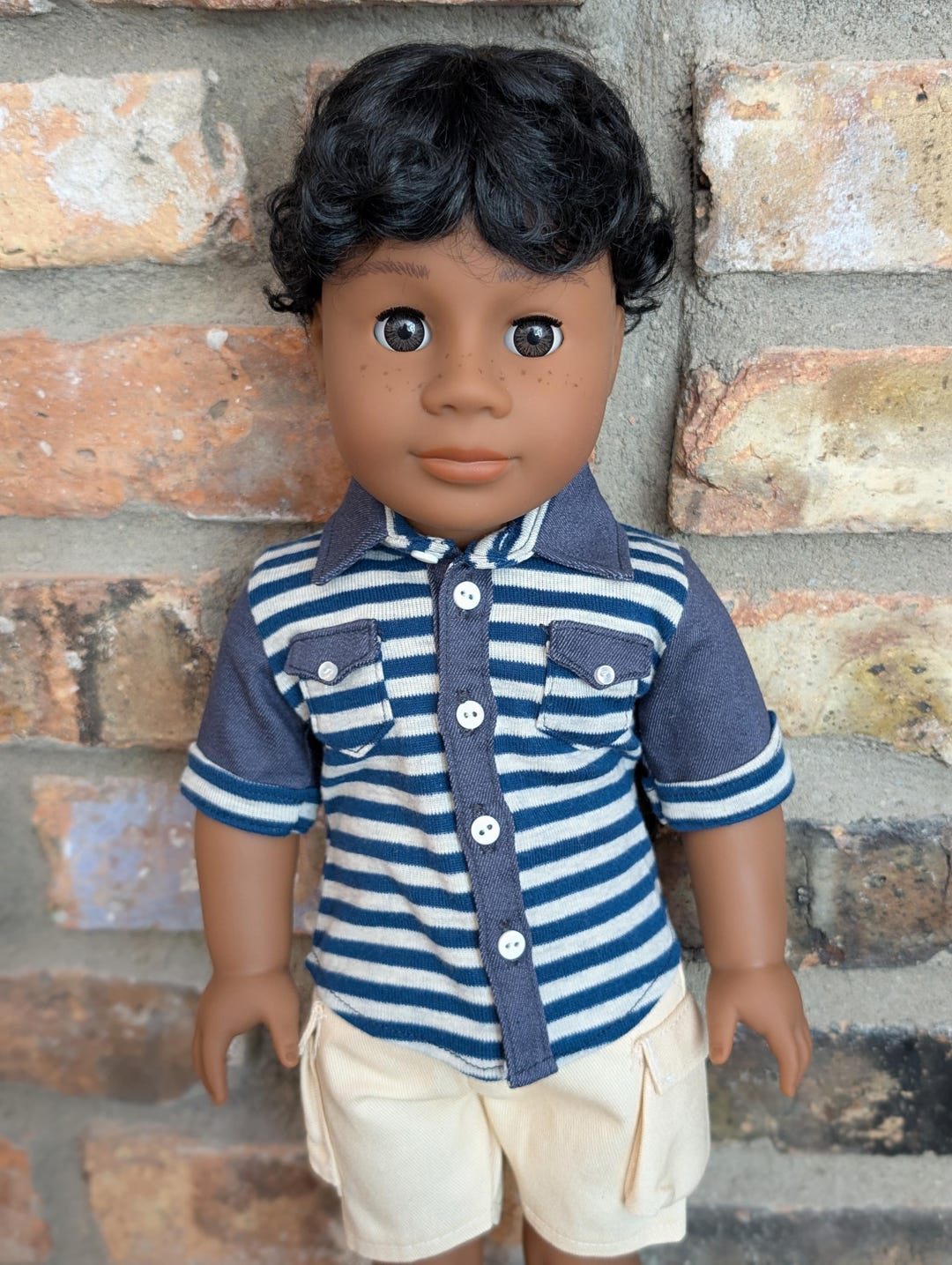 OOAK Custom American Girl Boy Doll Adriel Black Hair Brown Eyes Dark ...