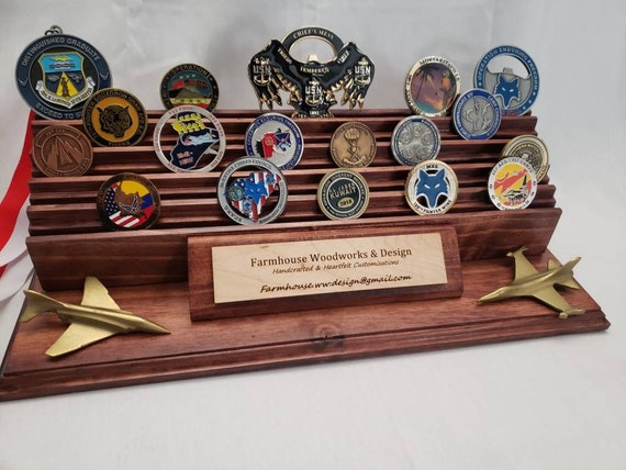 4 Row Challenge Coin Rack With Personalized Plate. Great Gift - Etsy