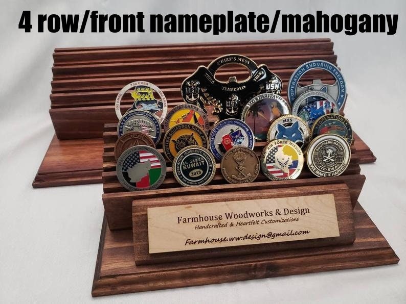 4 Row Challenge Coin Rack With Personalized Plate. Great Gift - Etsy