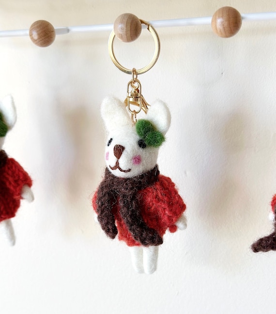 Cozy Bunny Felt Keychain Bunny Wool Felt Charm Rabbit - Etsy