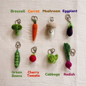 VEGGIE Felt Keychain Wool Felt Charm Keychain Vegetable Charm Wool Felt ...