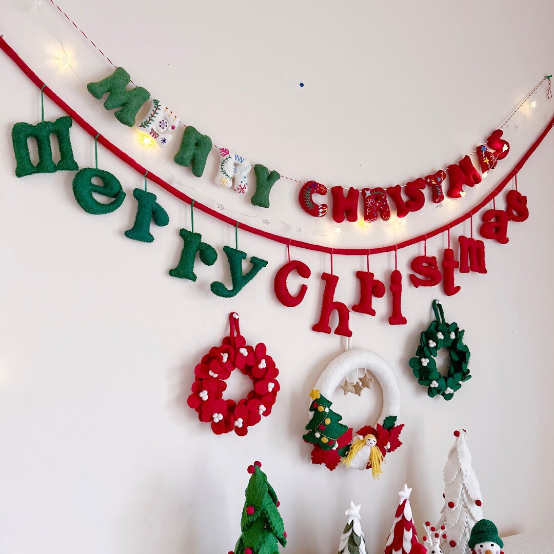 Merry Christmas Felt Garland | Merry Christmas Garland | Christmas ...