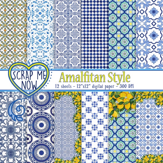 12 x 12 300 DPI Amalfi Coast style Digital Paper | Etsy