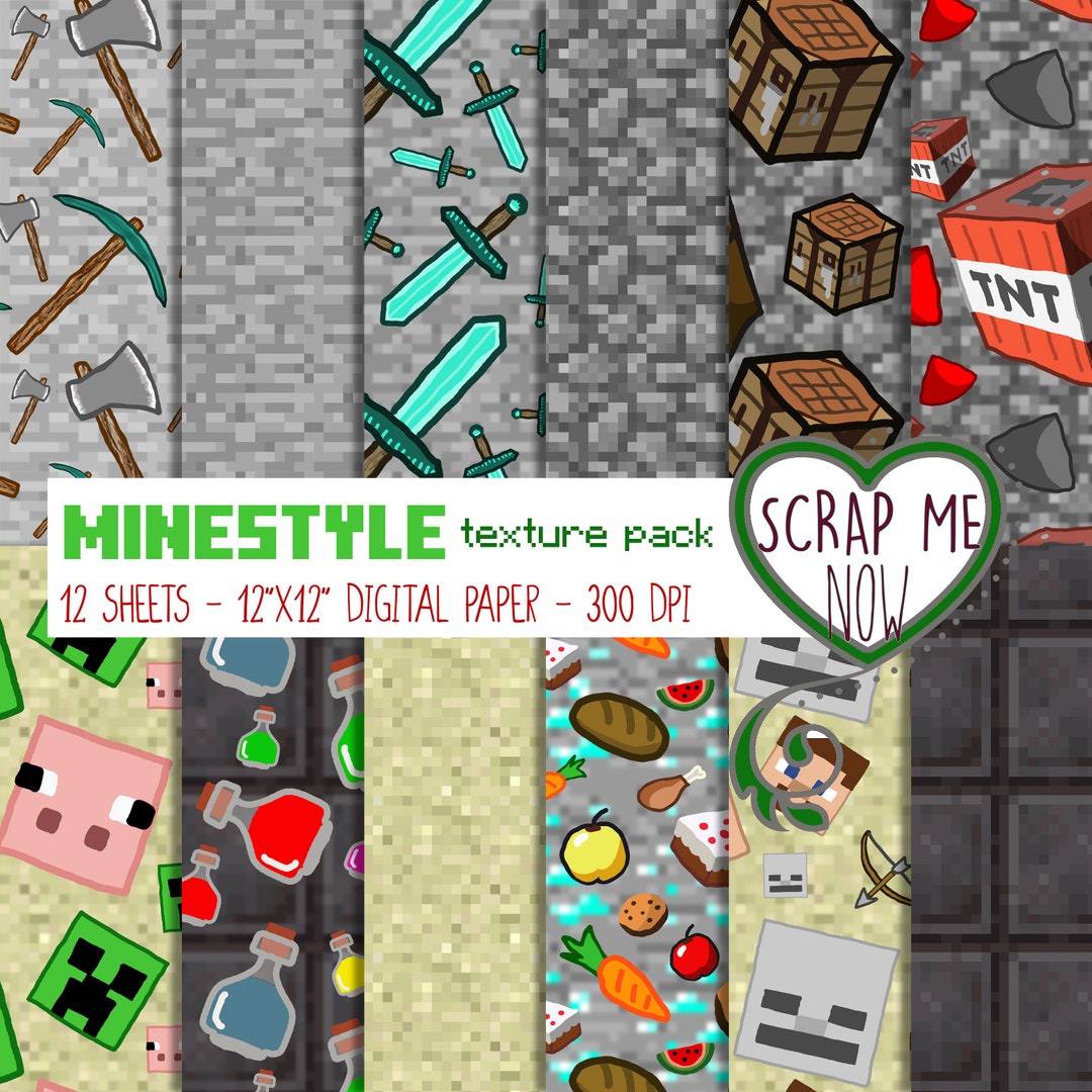 Mine Style Digital Paper-pack of 23 Different Textures Suitable for ...