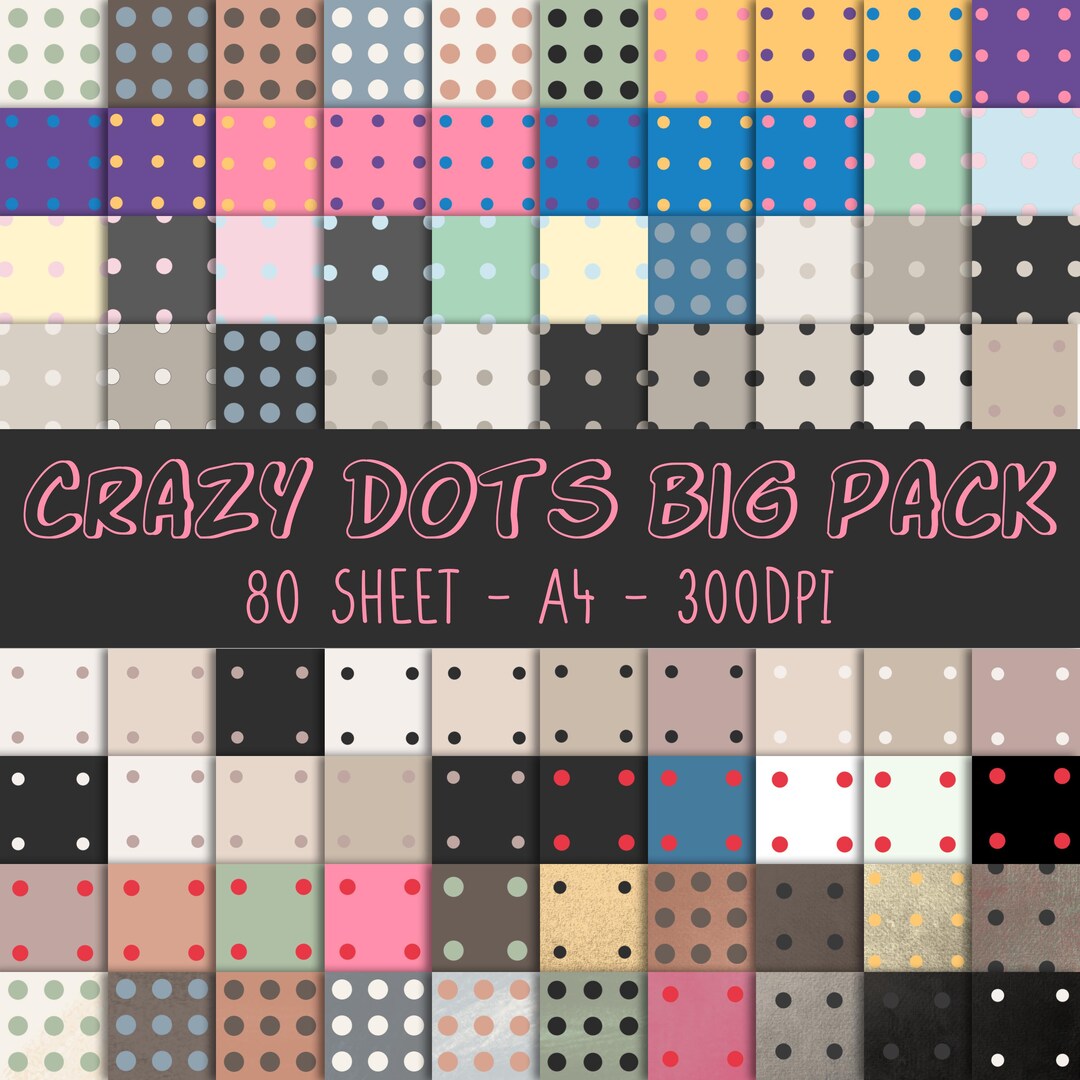 Polka Dot Digital Paper A4 – 80 JPG Sheets – Colorful Polka Dots ...