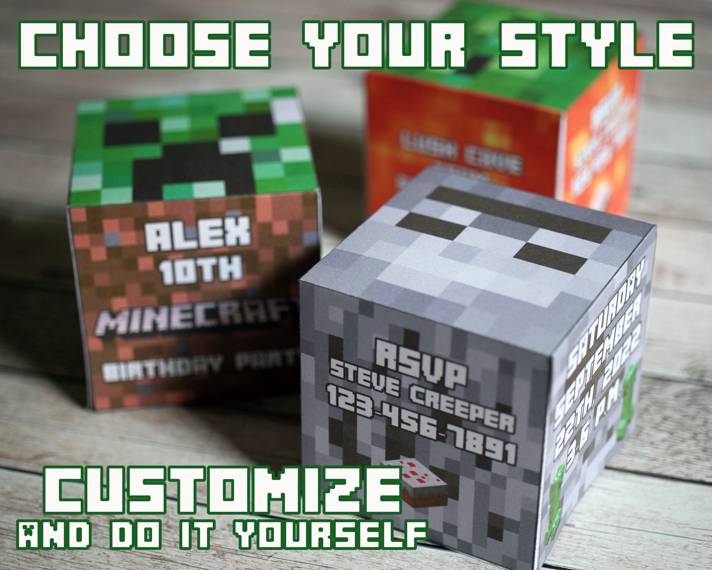 Cube Birthday Invitation -DIY- Cube Printable Invitation: Personalize ...