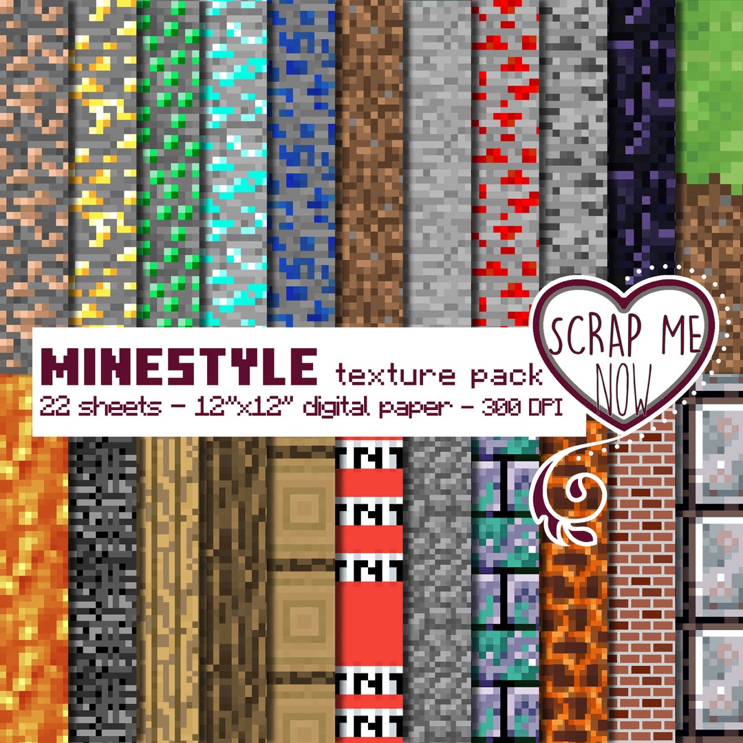 Mine Style Digital Paper-pack of 22 Different Textures Suitable for ...