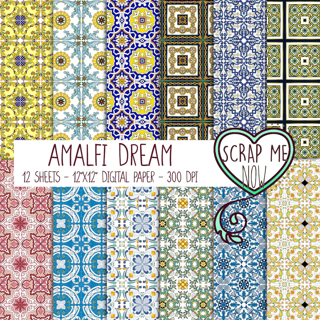 Amalfi Coast Digital Card 12 "x 12" 300 DPI, Italian Decorated for ...